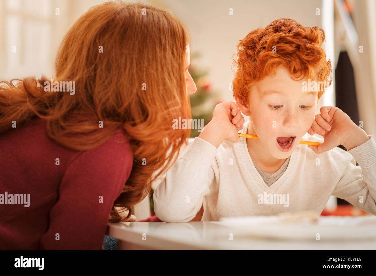 Emotional kid getting excited over something Stock Photo - Alamy