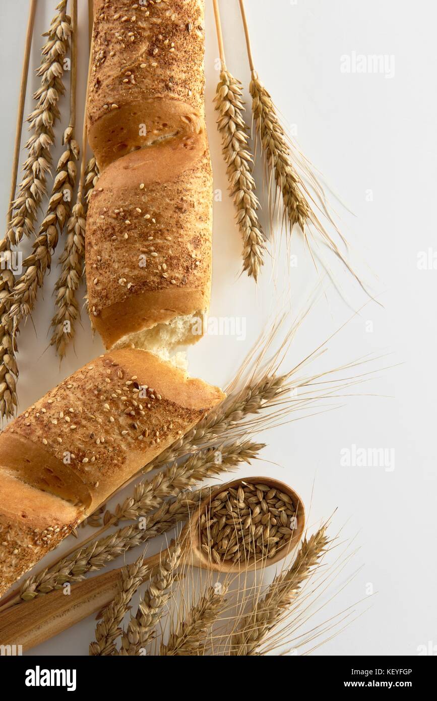Assortment of fresh bread isolated on white Stock Photo - Alamy