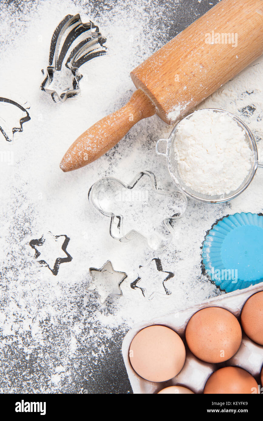Making cookies concept background Stock Photo - Alamy