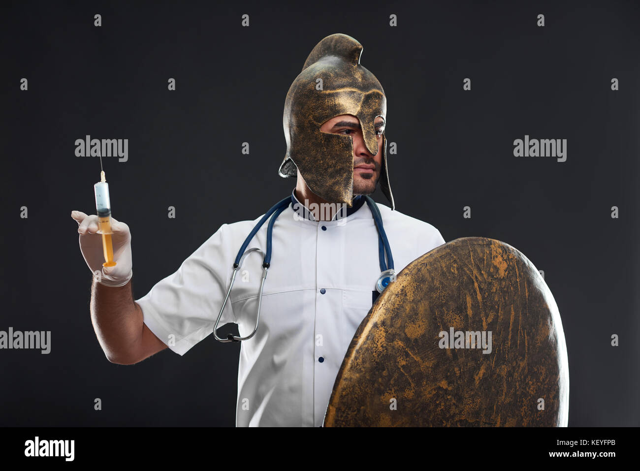 Male doctor wearing medieval armor Stock Photo - Alamy