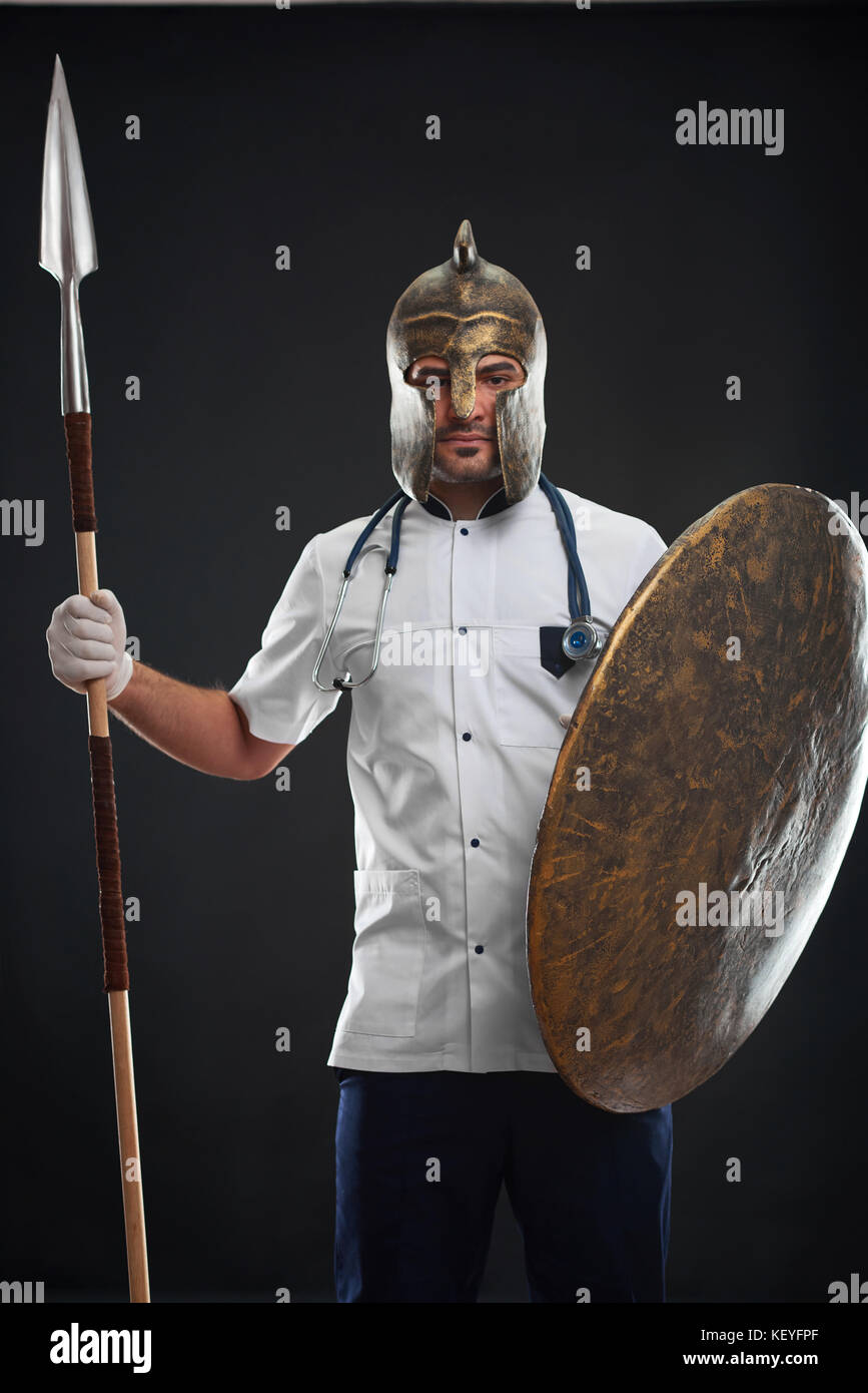 Male doctor wearing medieval armor Stock Photo - Alamy