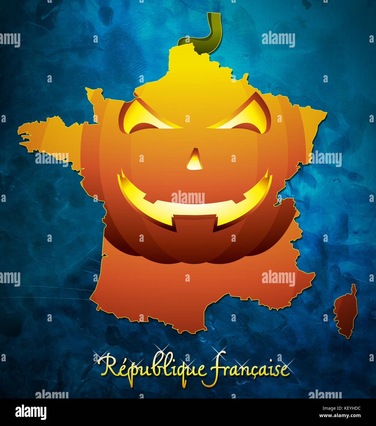 France halloween map illustration with pumpkin face Stock Photo - Alamy
