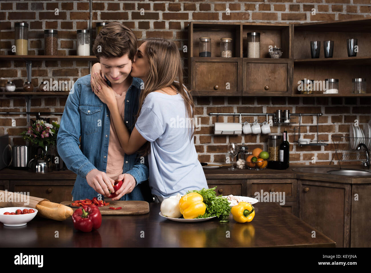 couple preparing dinner at home Stock Photo - Alamy