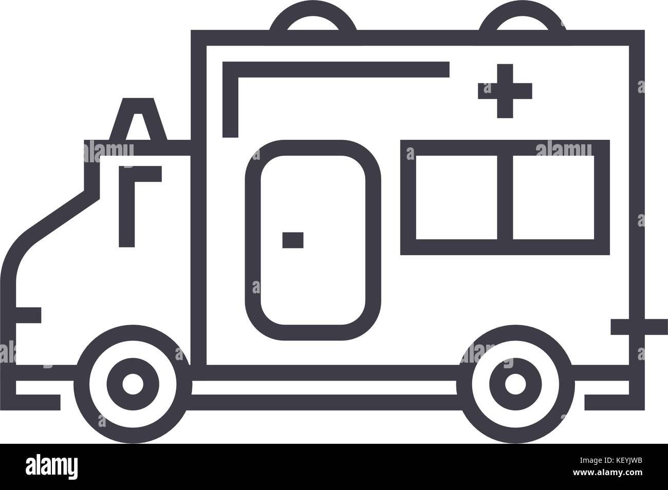 ambulance linear icon, sign, symbol, vector on isolated background ...