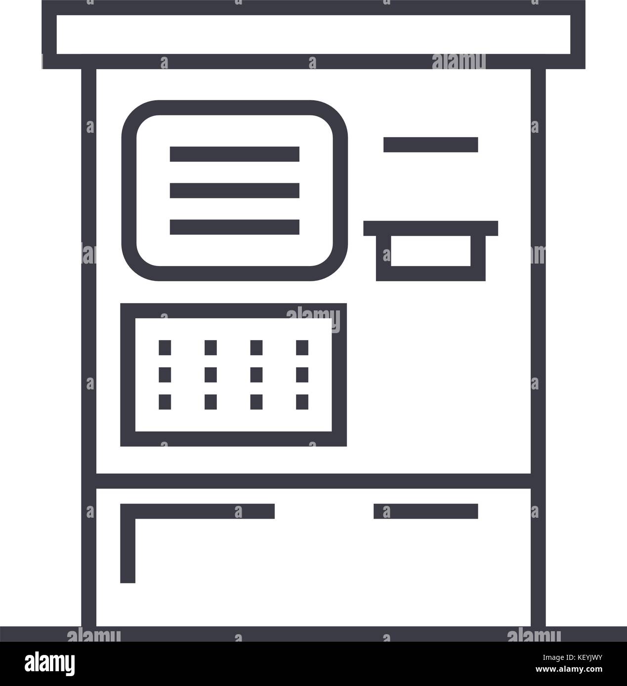 atm machine linear icon, sign, symbol, vector on isolated background ...