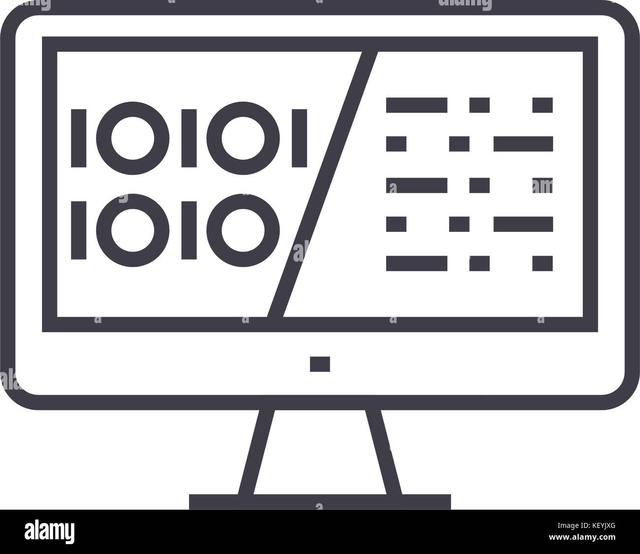binary code, data encryption linear icon, sign, symbol, vector on isolated background Stock ...