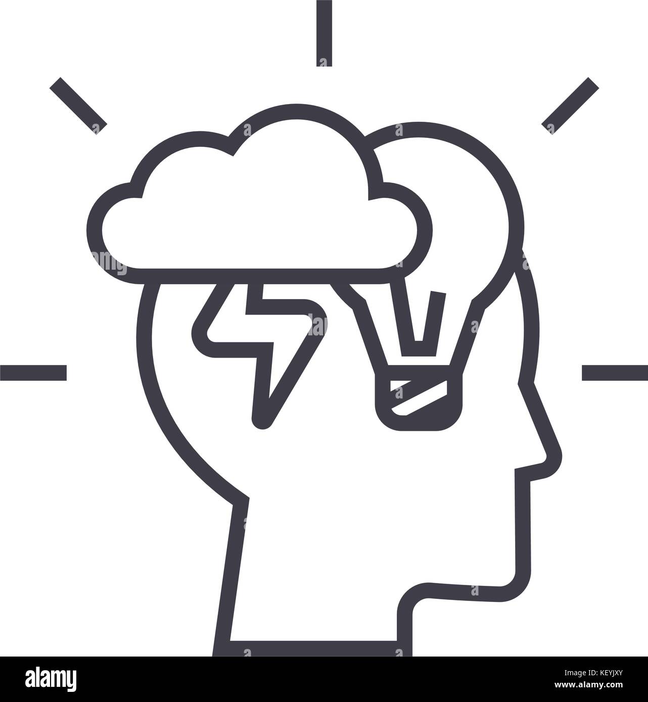 brainstorm head linear icon, sign, symbol, vector on isolated ...