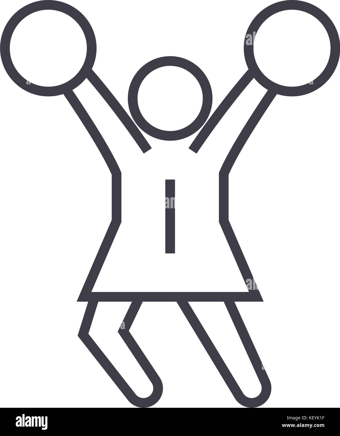 cheerleader linear icon, sign, symbol, vector on isolated background ...