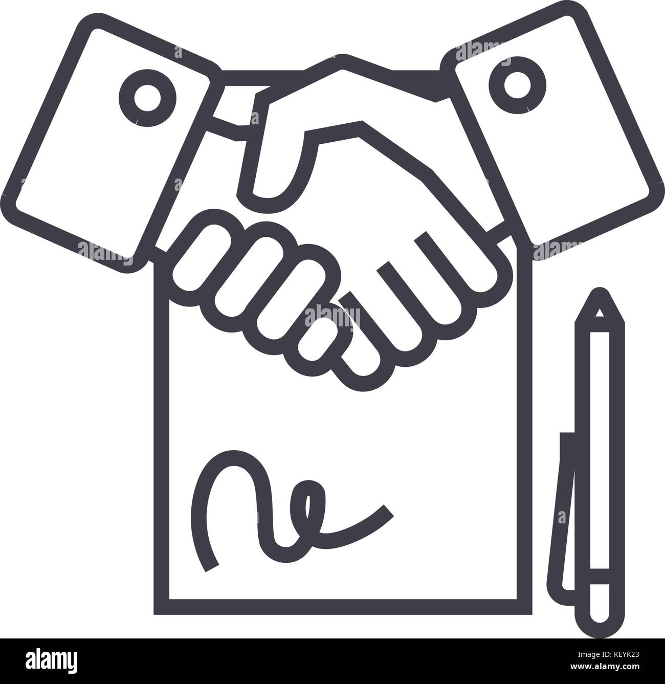 Contract Linear Icon Sign Symbol Vector On Isolated Background Stock