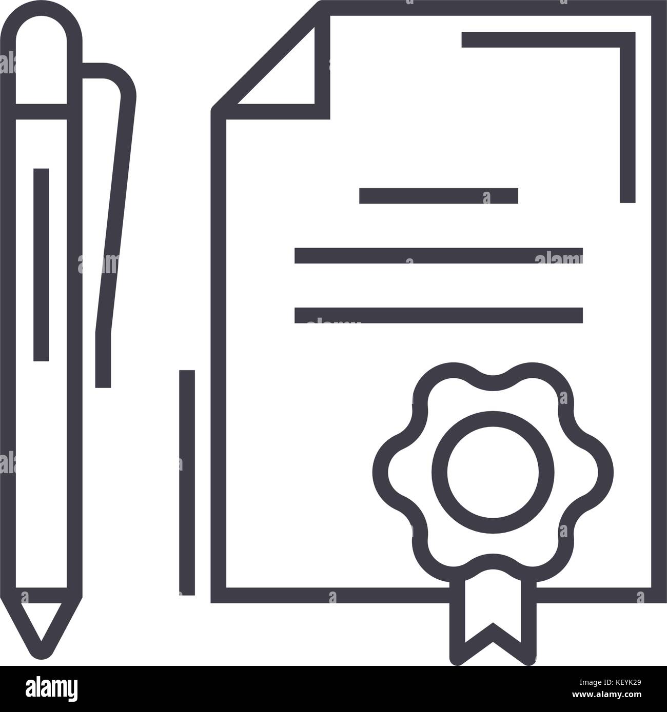 Contract With Pen Linear Icon Sign Symbol Vector On Isolated