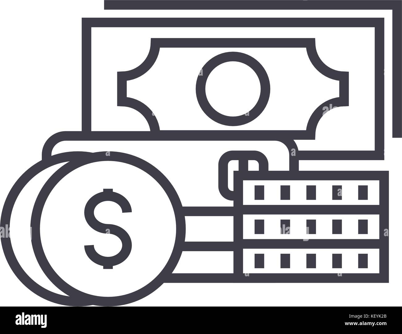 credit and debit linear icon, sign, symbol, vector on isolated ...