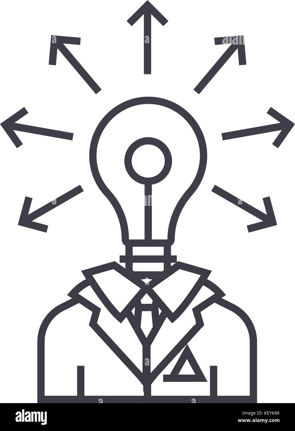 idea businessman linear icon, sign, symbol, vector on isolated ...
