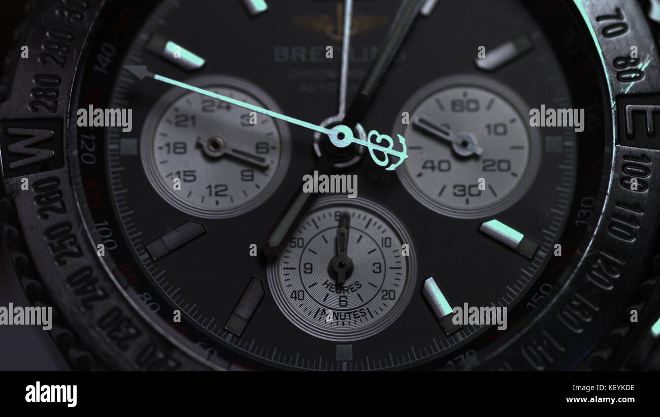 Closeup view of luxury man's wristwatch. Detail of a luxury watch on ...