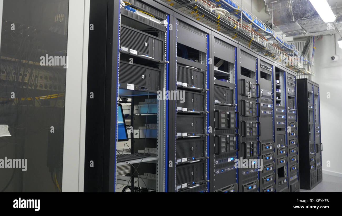 Many powerful servers running in the data center server room. Many ... Many powerful servers running in the data center server room. Many ...
