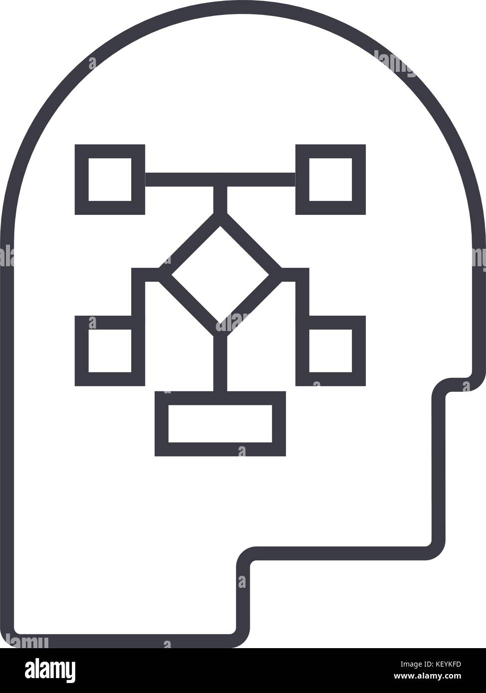 planning process head linear icon, sign, symbol, vector on isolated ...
