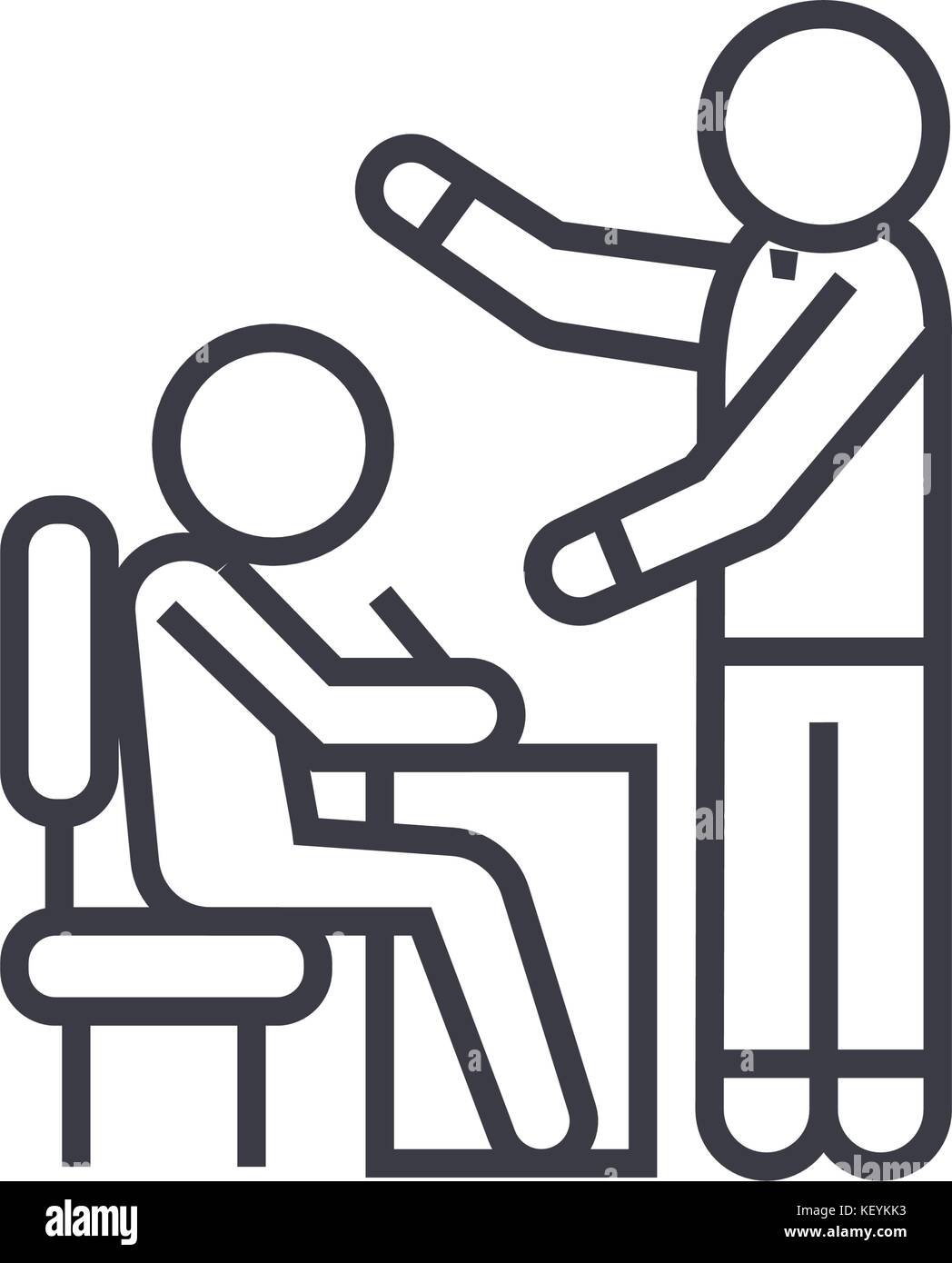 teaching proccess, student and teacher linear icon, sign, symbol ...