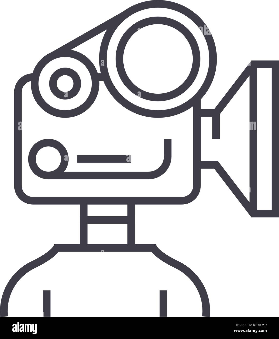 video camera production linear icon, sign, symbol, vector on isolated ...