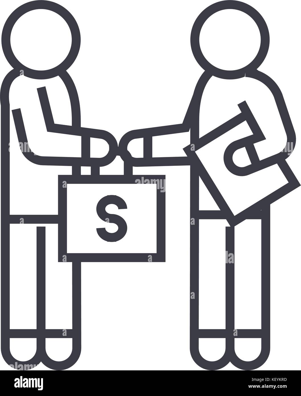 bribery and corruption, man giving money linear icon, sign, symbol ...