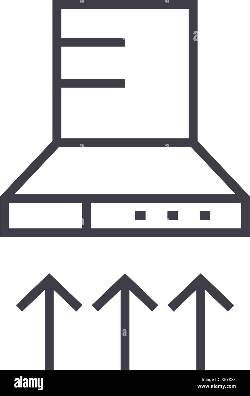 cooker hood linear icon, sign, symbol, vector on isolated background ...