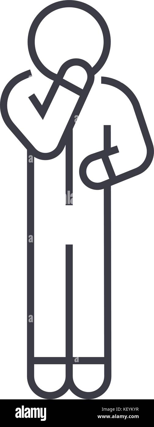 doubt man linear icon, sign, symbol, vector on isolated background ...