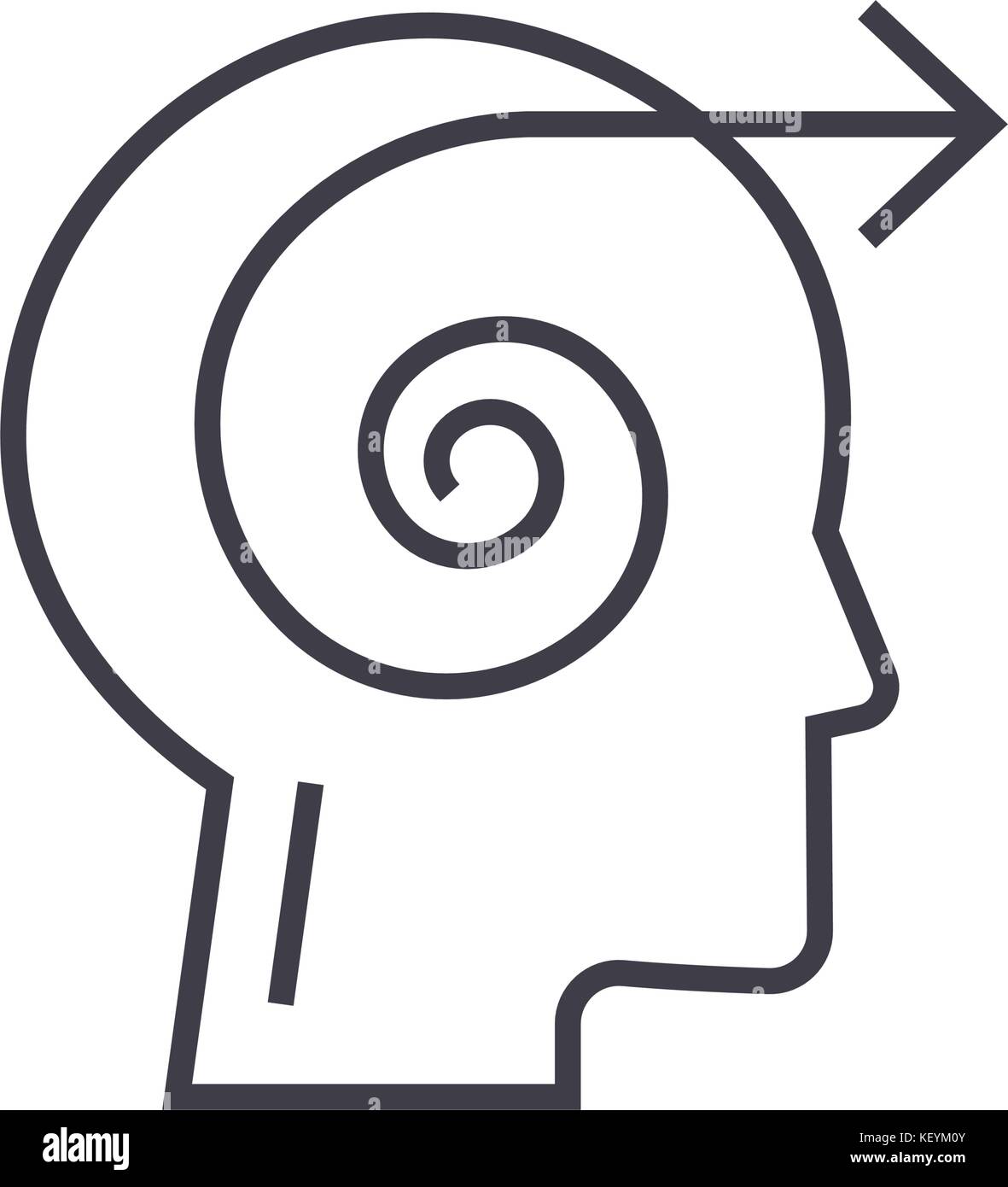 focus decision head linear icon, sign, symbol, vector on isolated ...