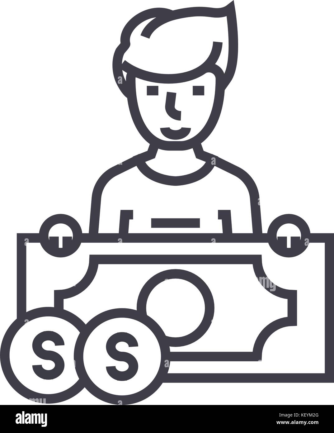 lottery winner linear icon, sign, symbol, vector on isolated background ...