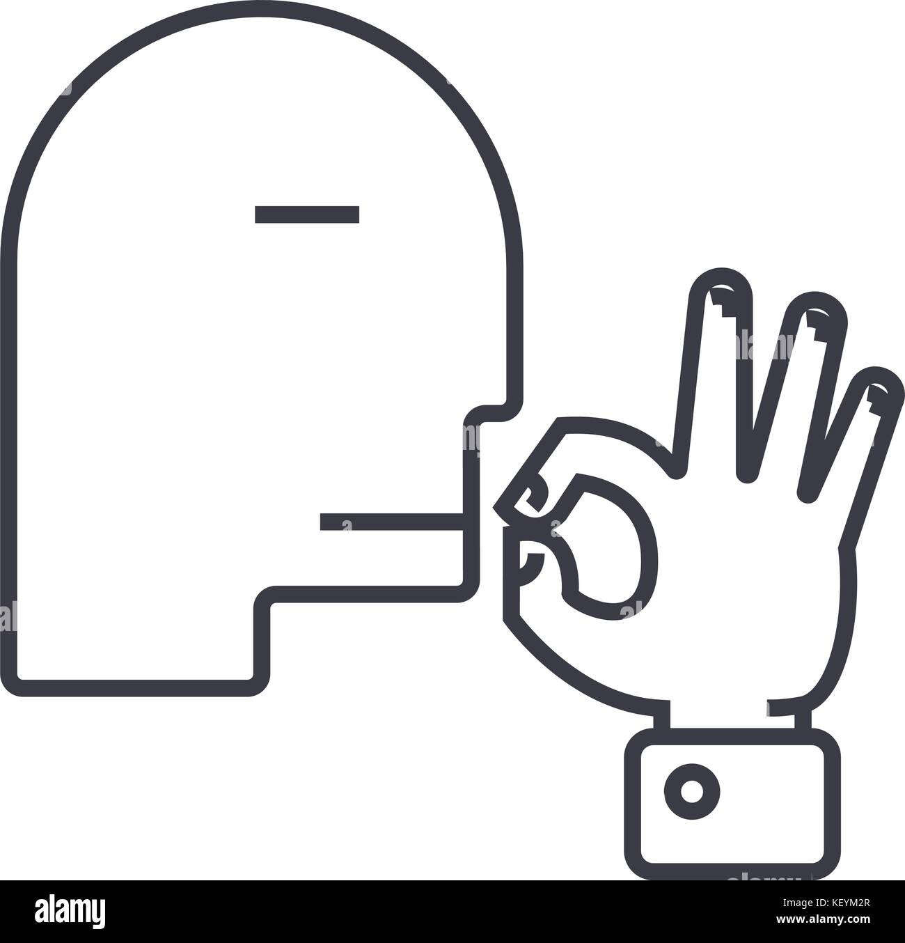man kissing fingers linear icon, sign, symbol, vector on isolated ...