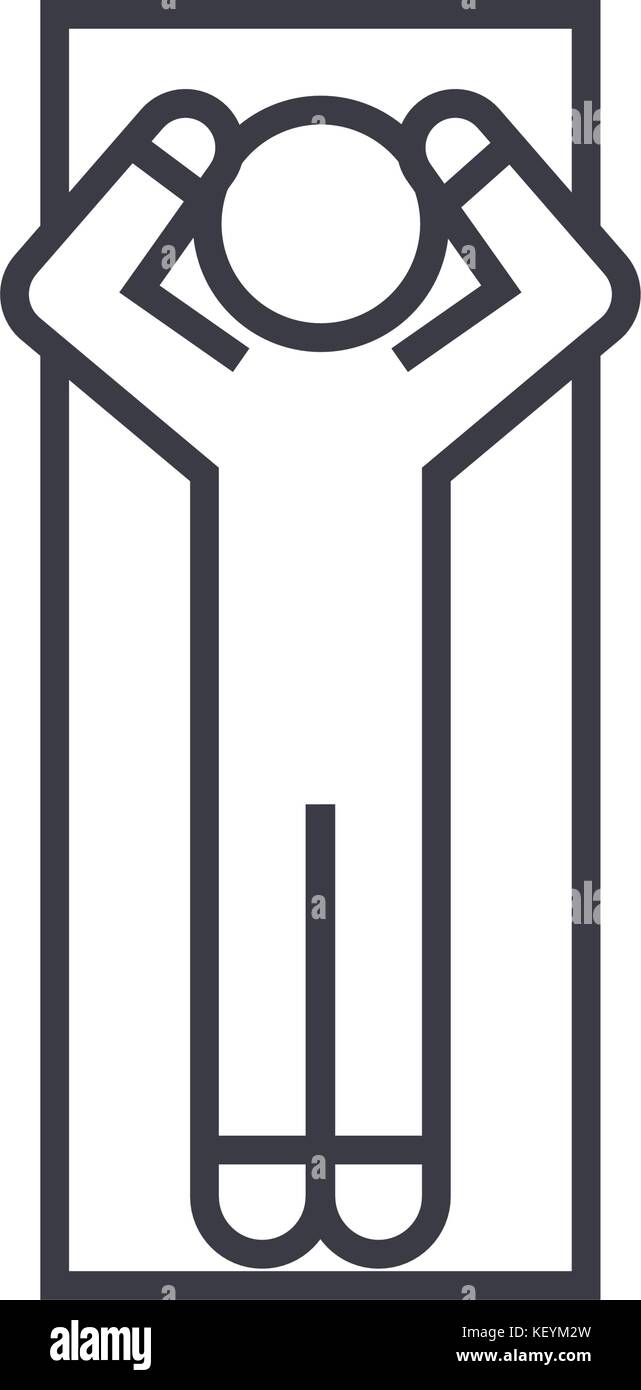 man relaxing on beach linear icon, sign, symbol, vector on isolated ...