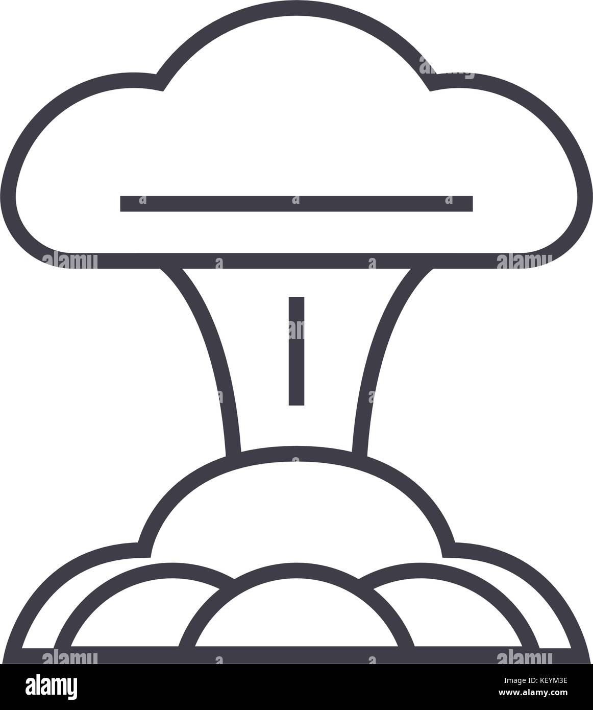 nuclear explosion linear icon, sign, symbol, vector on isolated ...