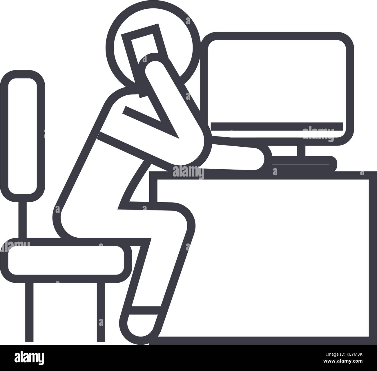office employee calling in office linear icon, sign, symbol, vector on ...
