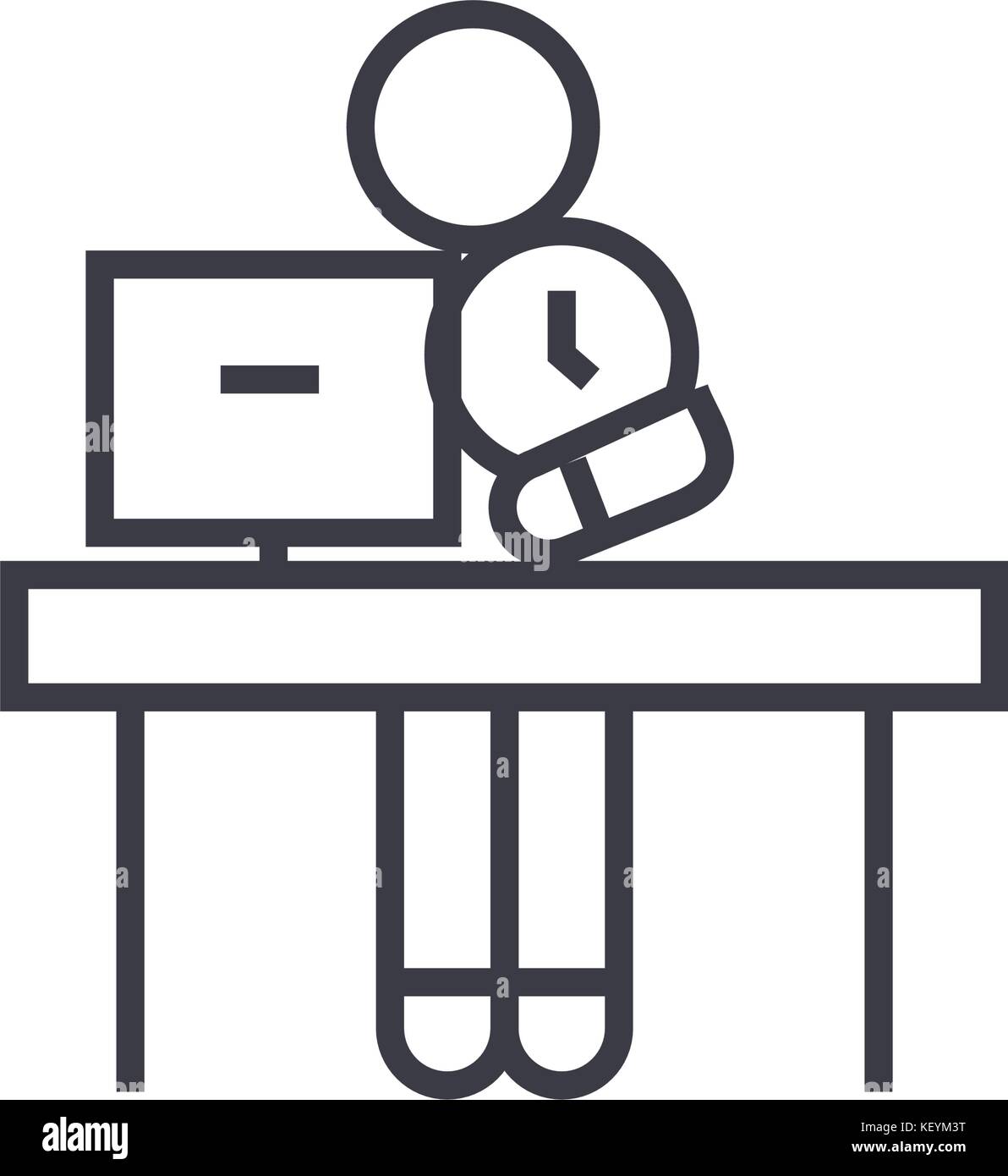 office time management linear icon, sign, symbol, vector on isolated ...