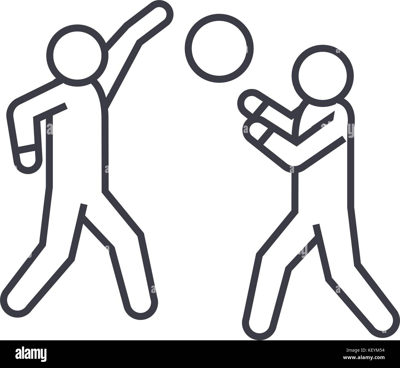 playing basketball linear icon, sign, symbol, vector on isolated ...