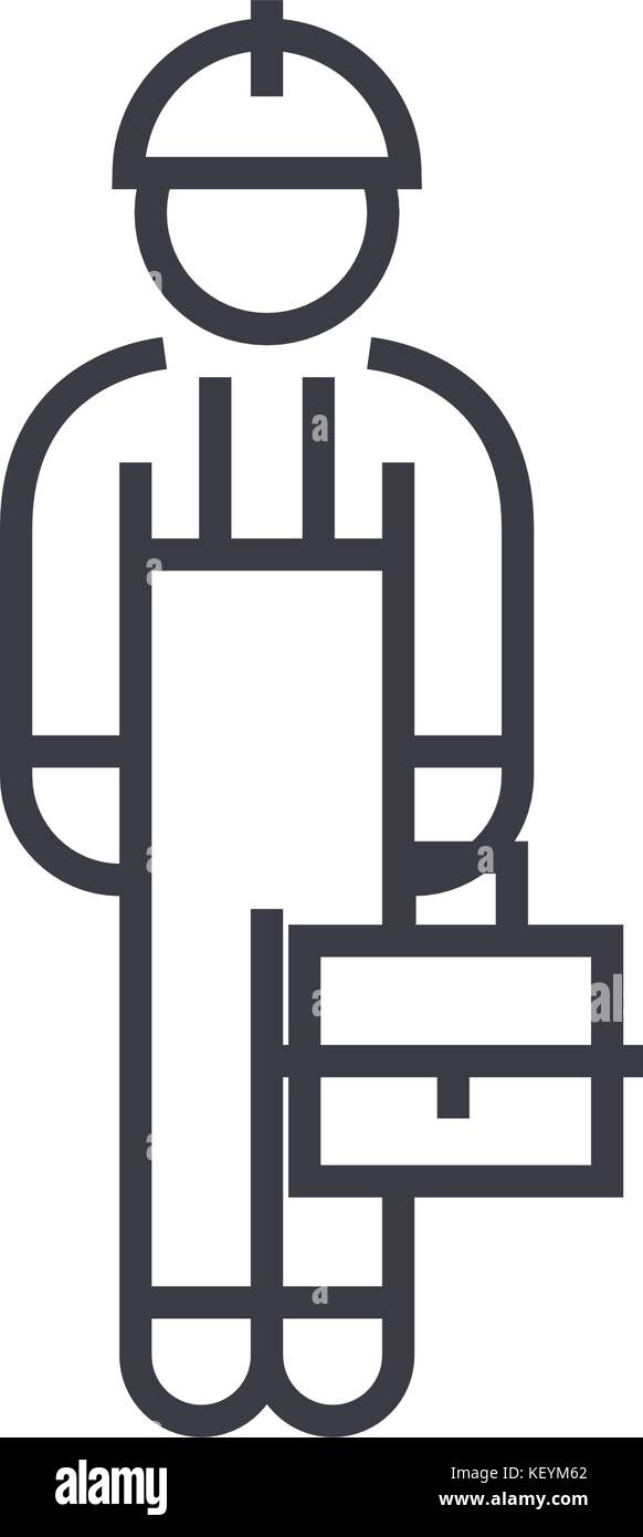 repair man linear icon, sign, symbol, vector on isolated background ...