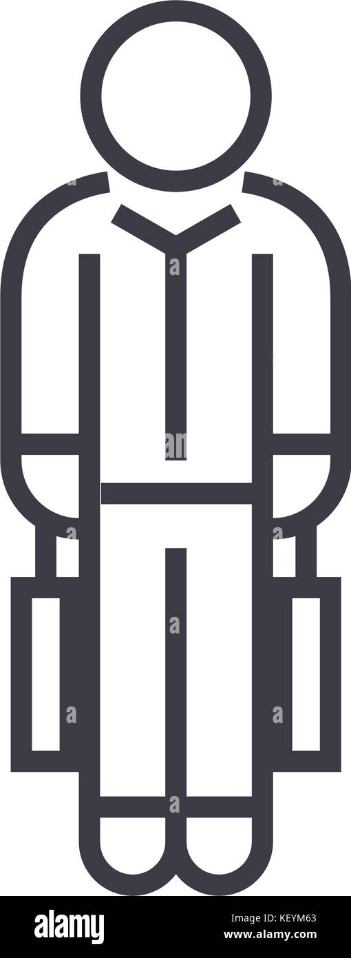 shopping man with bags linear icon, sign, symbol, vector on isolated ...