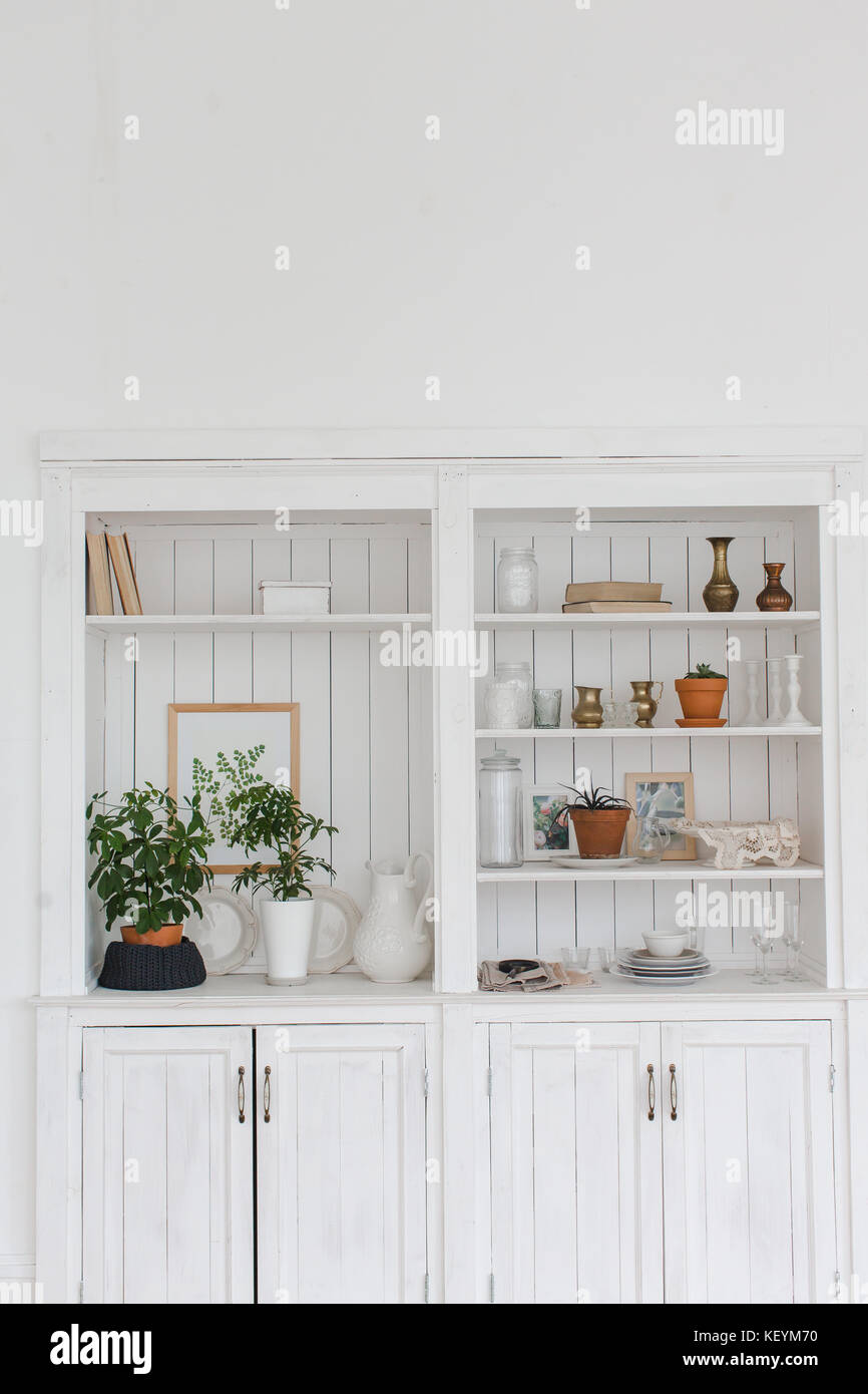 Small closed with different items on a white background Stock Photo - Alamy