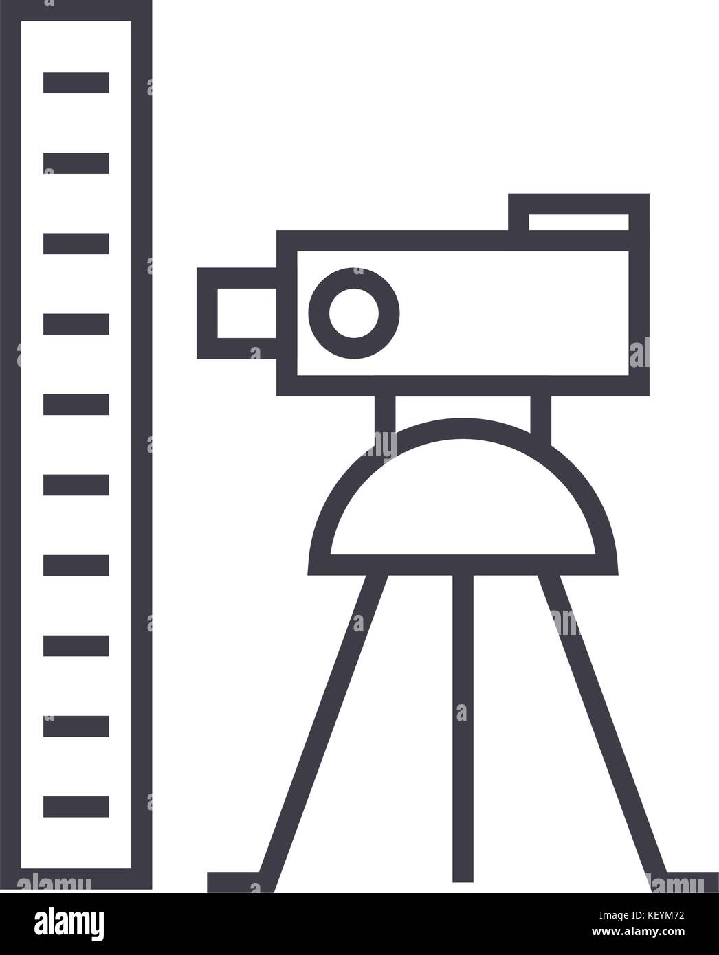 theodolite survey calculation linear icon, sign, symbol, vector on ...