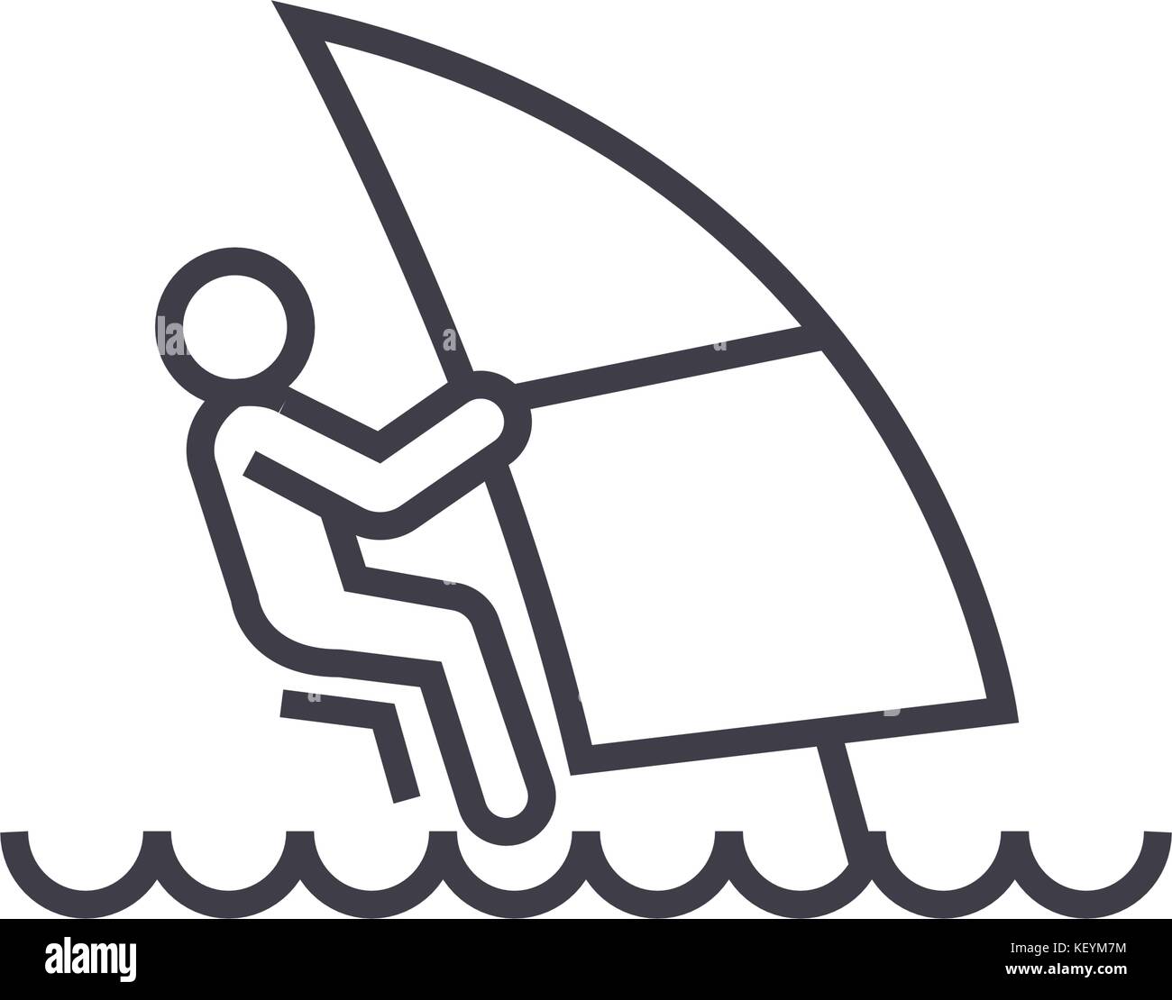 windsurfing linear icon, sign, symbol, vector on isolated background ...