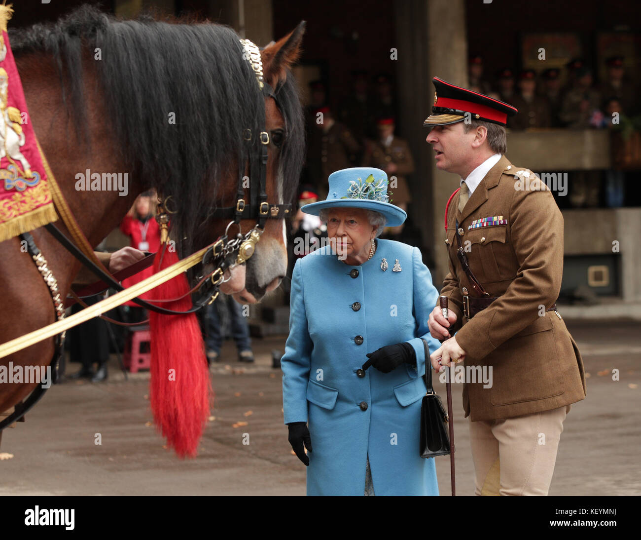 Queen Elizabeth II accompanied by Lieutenant Colonel James Gaselee ...