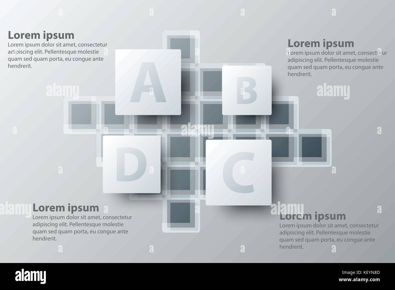 Four topics simple white square 3d paper for website presentation cover ...