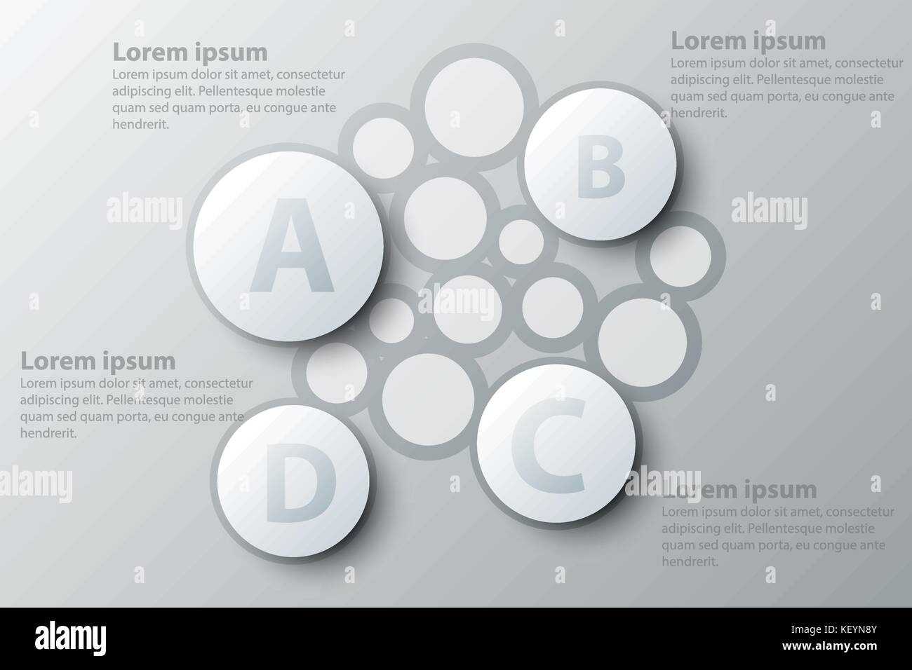 Four topics simple white circle 3d paper for website presentation cover ...