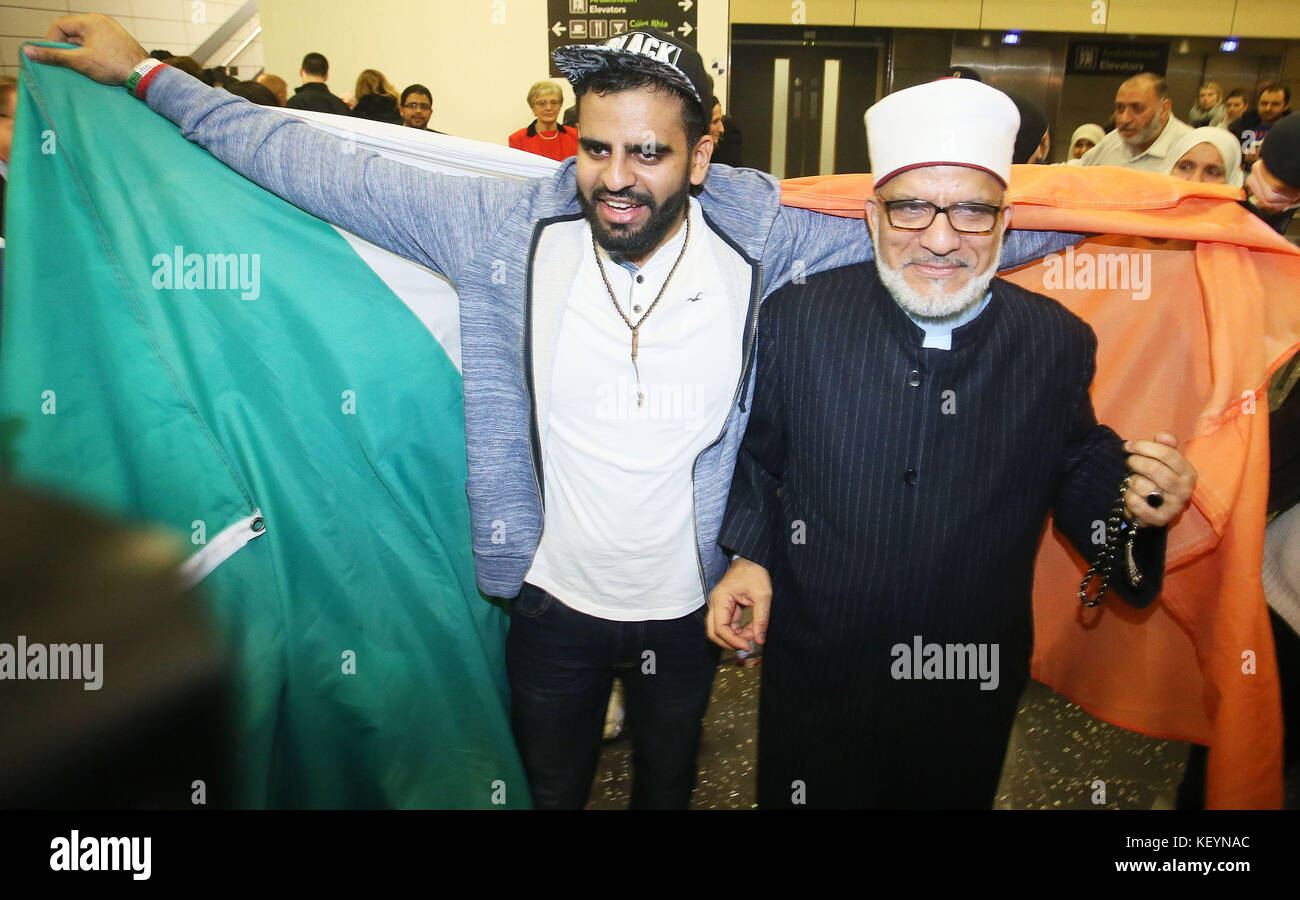 Sheikh Hussein Halawa with his son Irishman Ibrahim Halawa (left) as he ...
