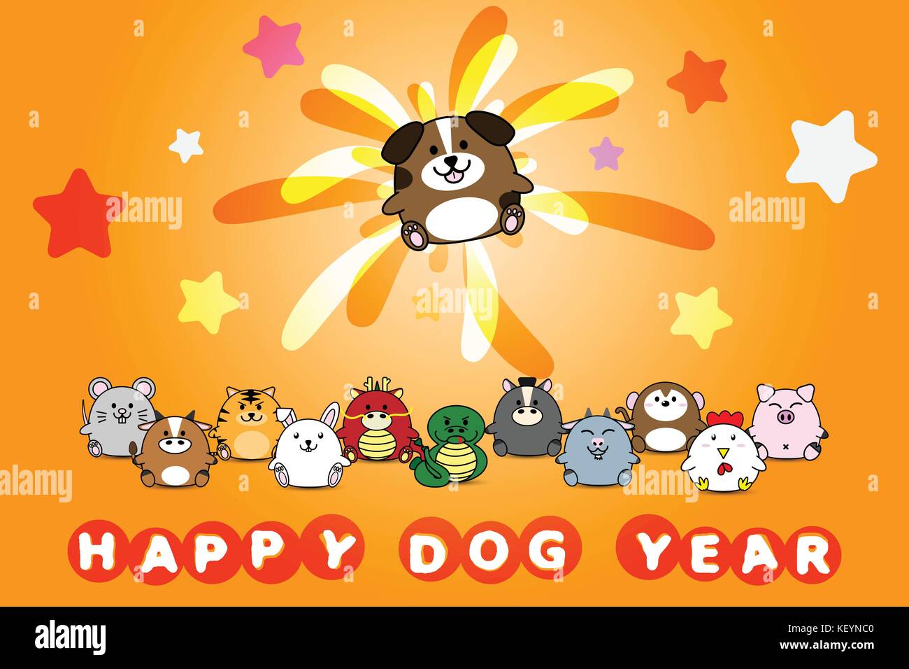 Happy new year for Dog year of animal symbol Chinese zodiac horoscope ...