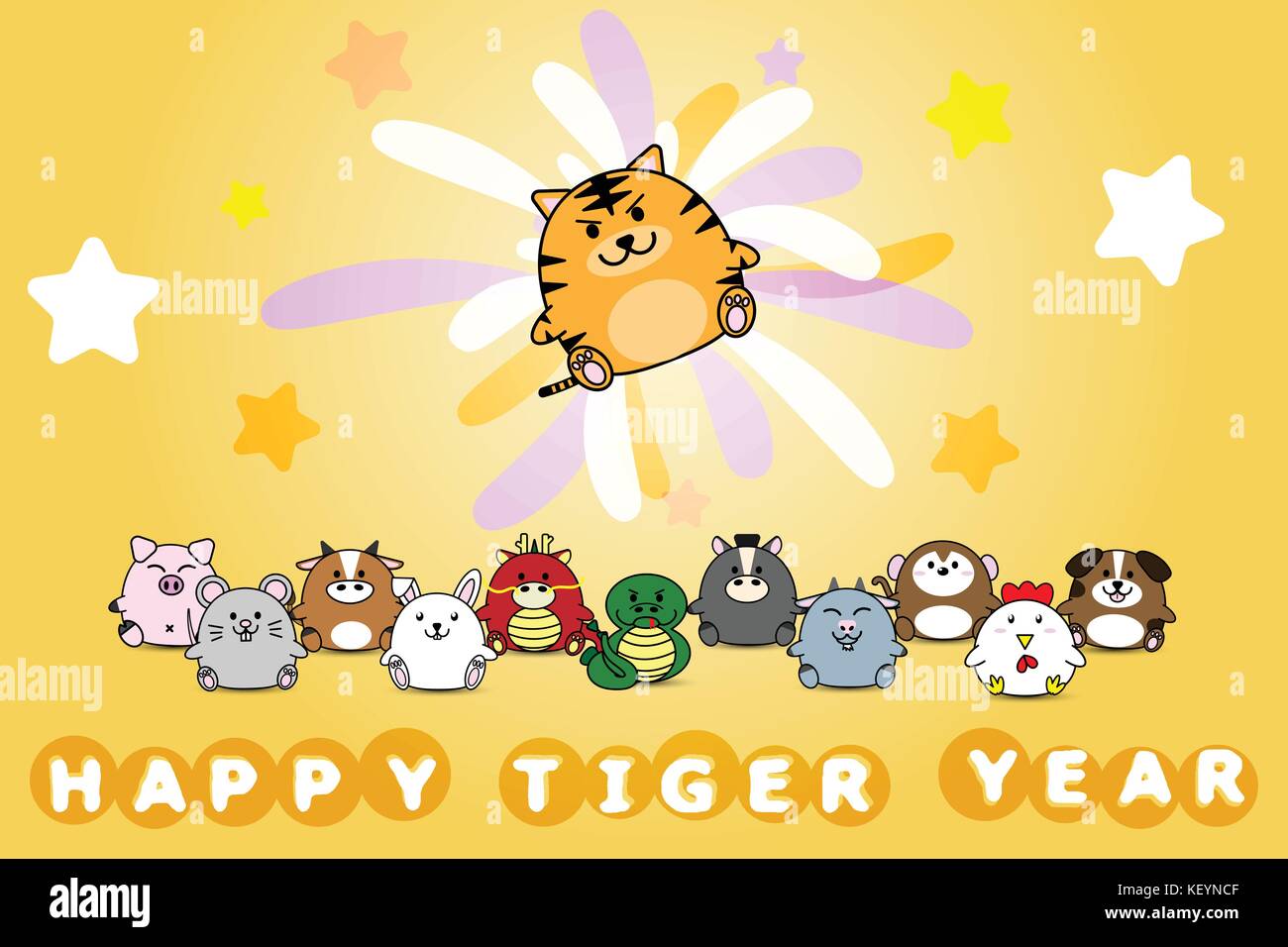 Happy new year for Tiger year of animal symbol Chinese zodiac horoscope ...