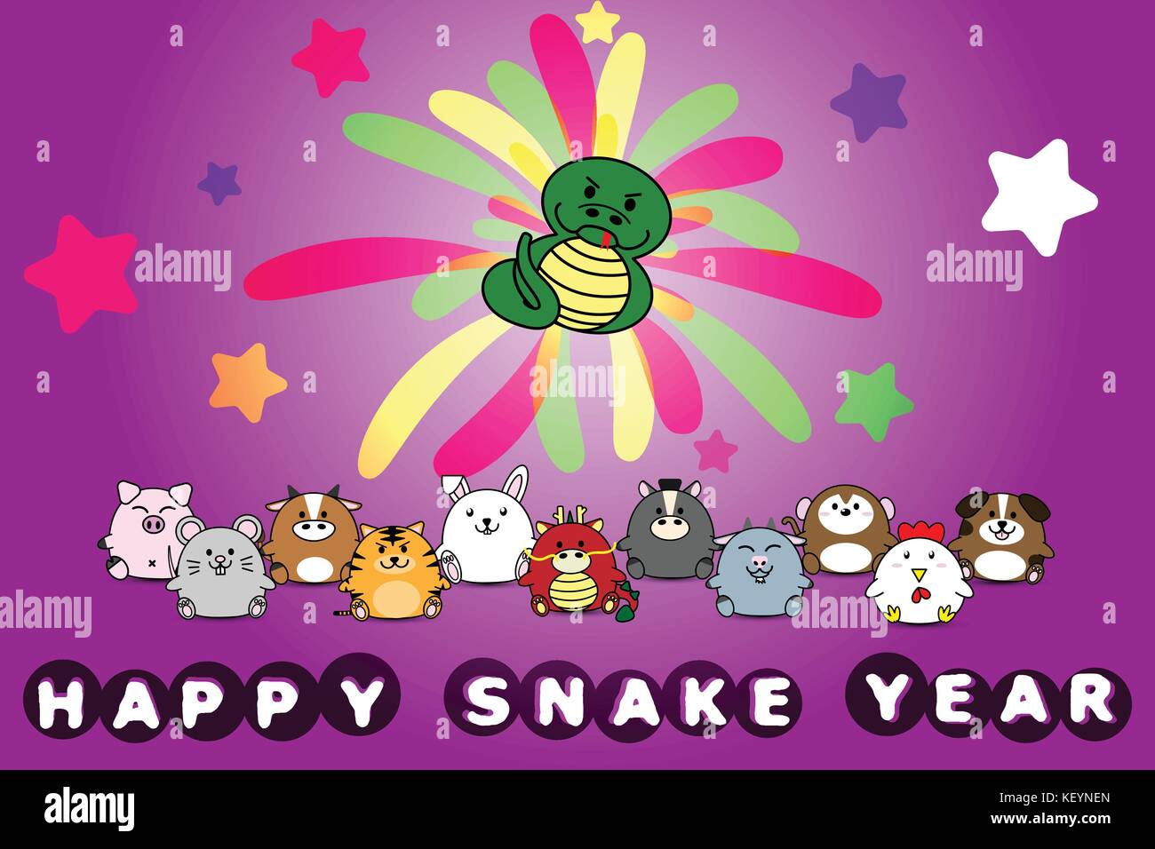 Happy new year for Snake year of animal symbol Chinese zodiac horoscope ...