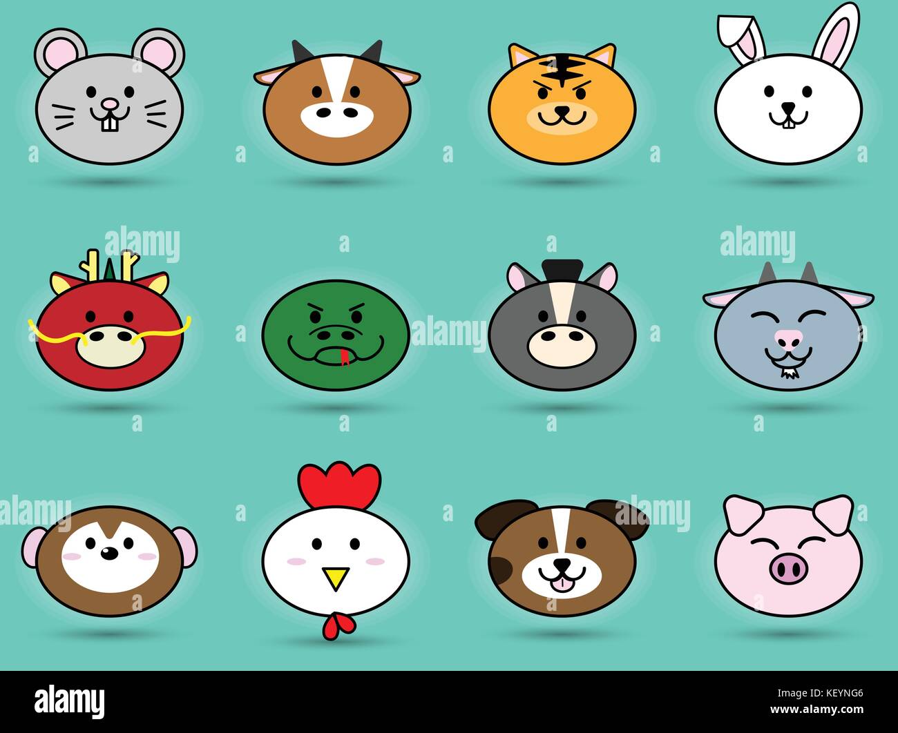 Rabbit head and rat head china Stock Vector Images - Alamy