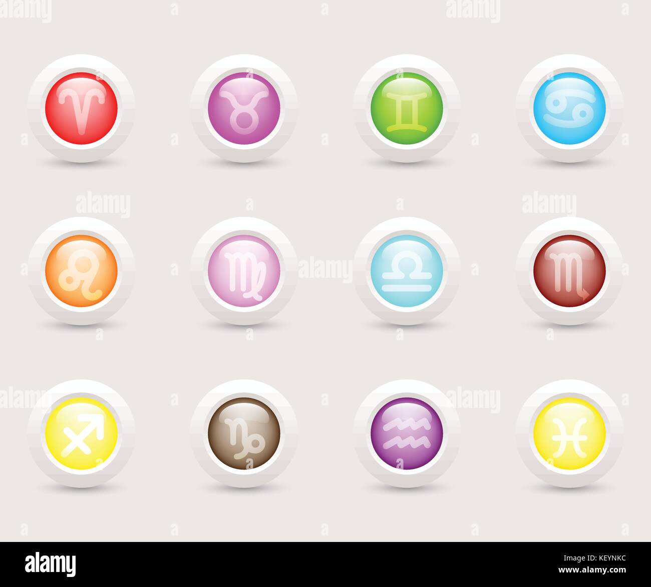 Colorful Horoscope astrology zodiac sign symbol with 3d simple white ...