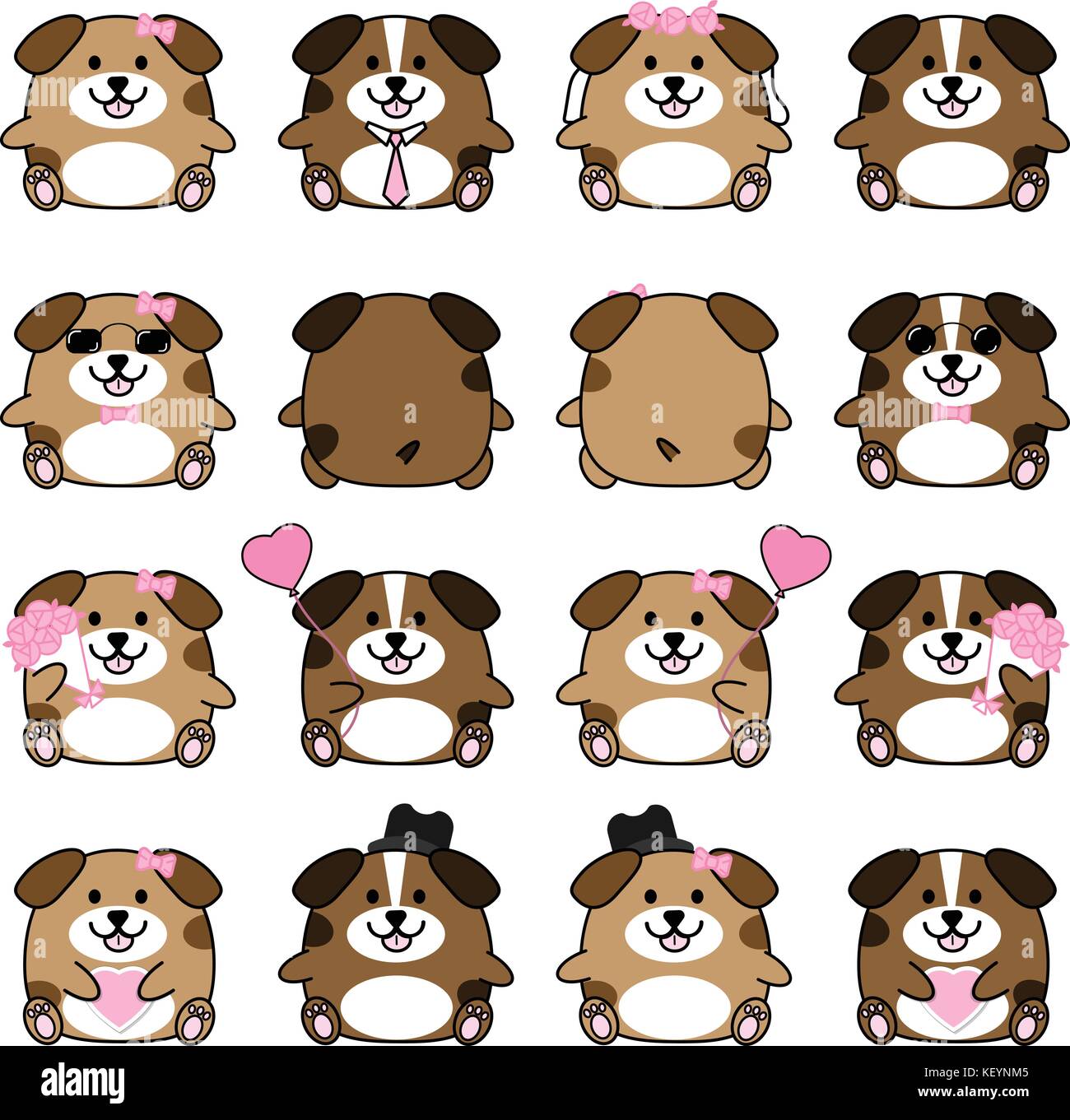 Lovely cute couple cartoon dog collection set with variety charactor ...