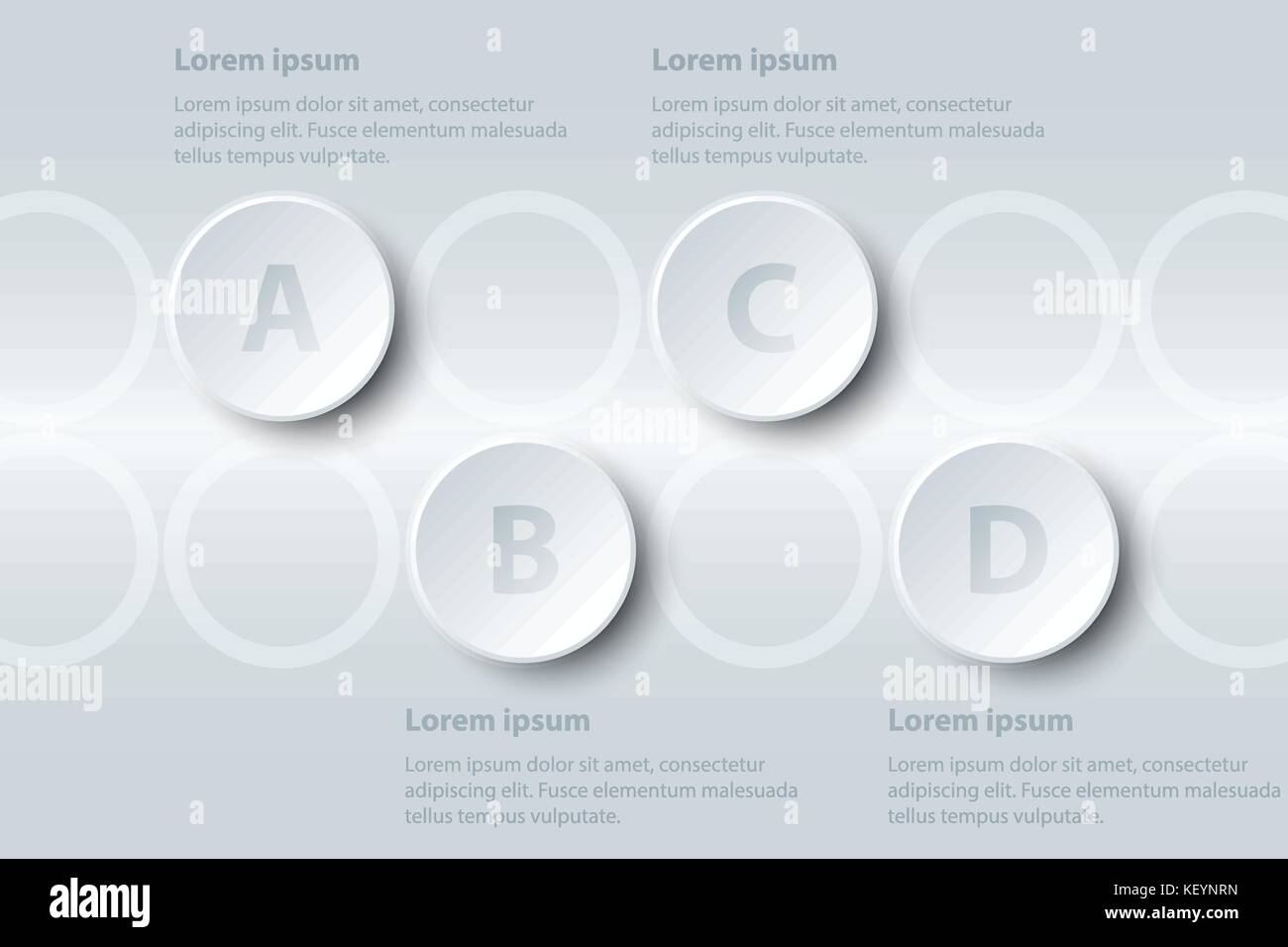 Four topics simple white paper 3D circle on sequence for website ...