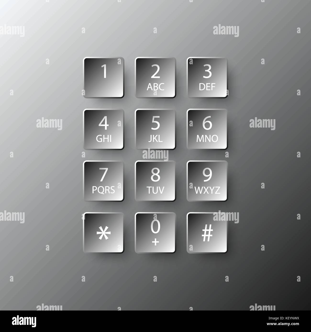 Simple black 3d number dial square button paper for website ...