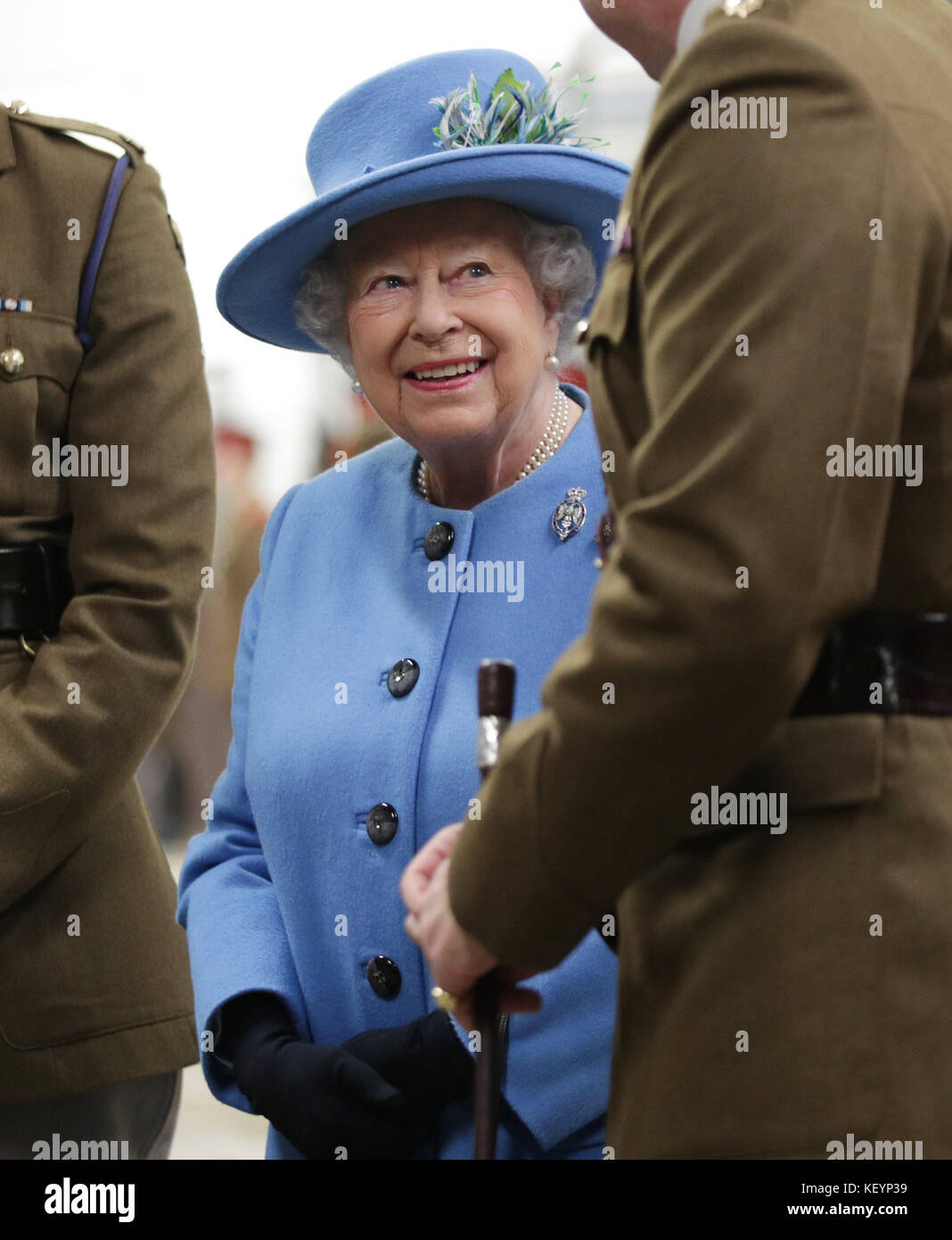 Queen Elizabeth II during a visit to the Household Cavalry Mounted ...
